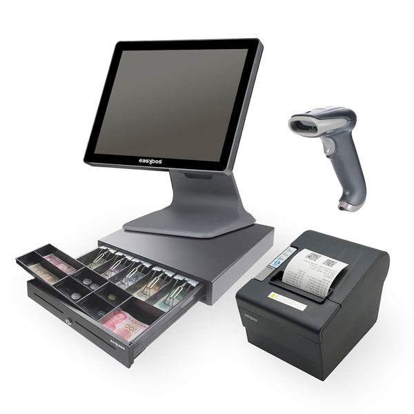 Easypos POS Machine EPPS 314 Bundle Touch Screen Monitor Printer Barcode Scanner Cash Drawer